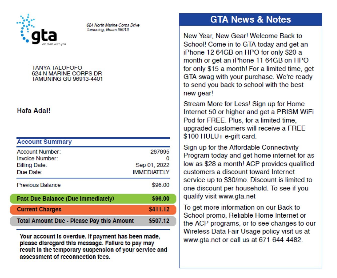 Understanding My GTA Bill: Bill Summary